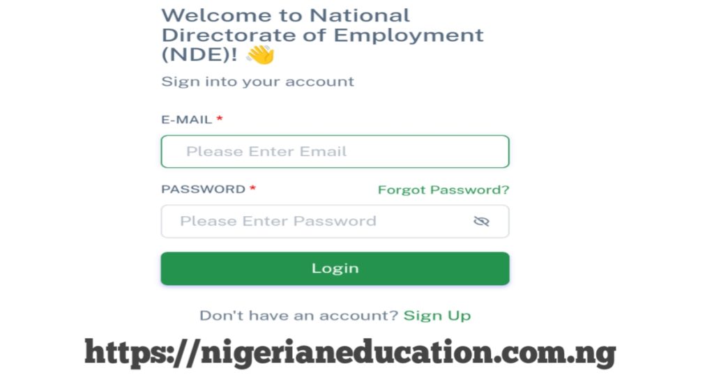 NDE Program For Nigerians Unemployment - Nigerian Education